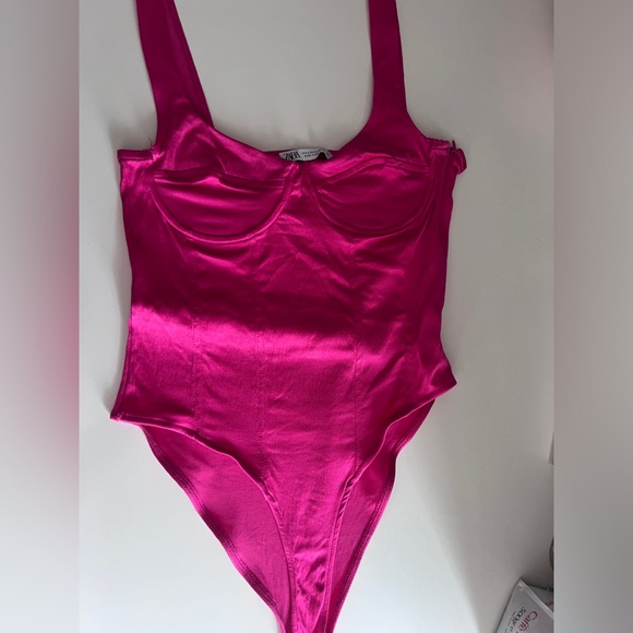 Zara | Tops | Hot Pink Zara Bodysuit | Poshmark